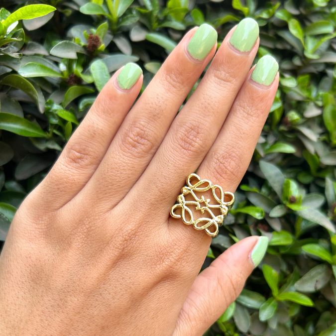 Zigzag Drop Finger Ring