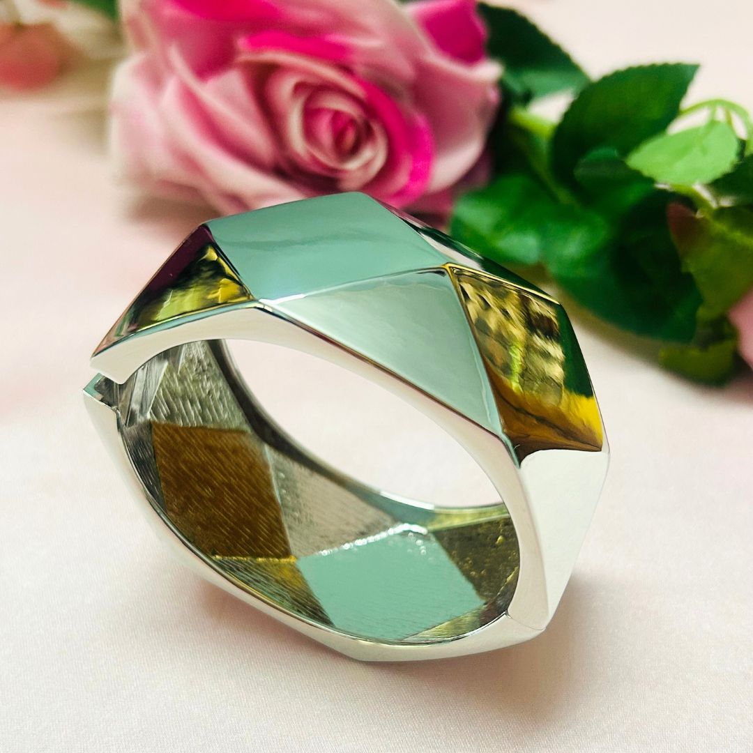 Silver Mirror-effect Statement Kada/Handcuff