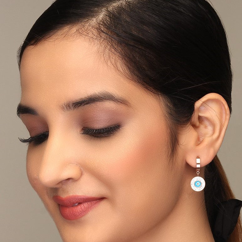LAIDA Rose Gold Evil Eye Hoops